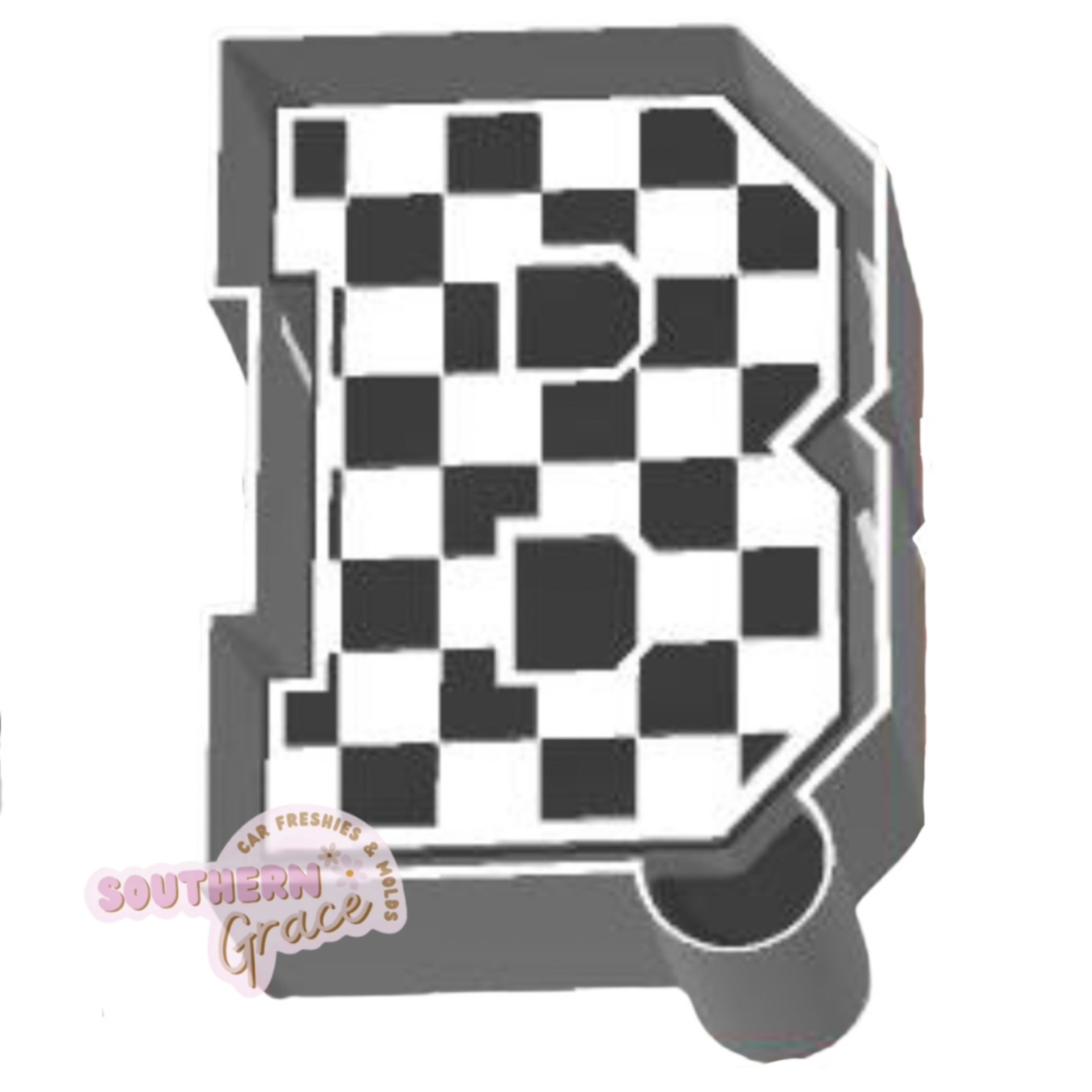 Checkered Letter B Freshie Mold | Southern Grace Scents Freshies and Molds
